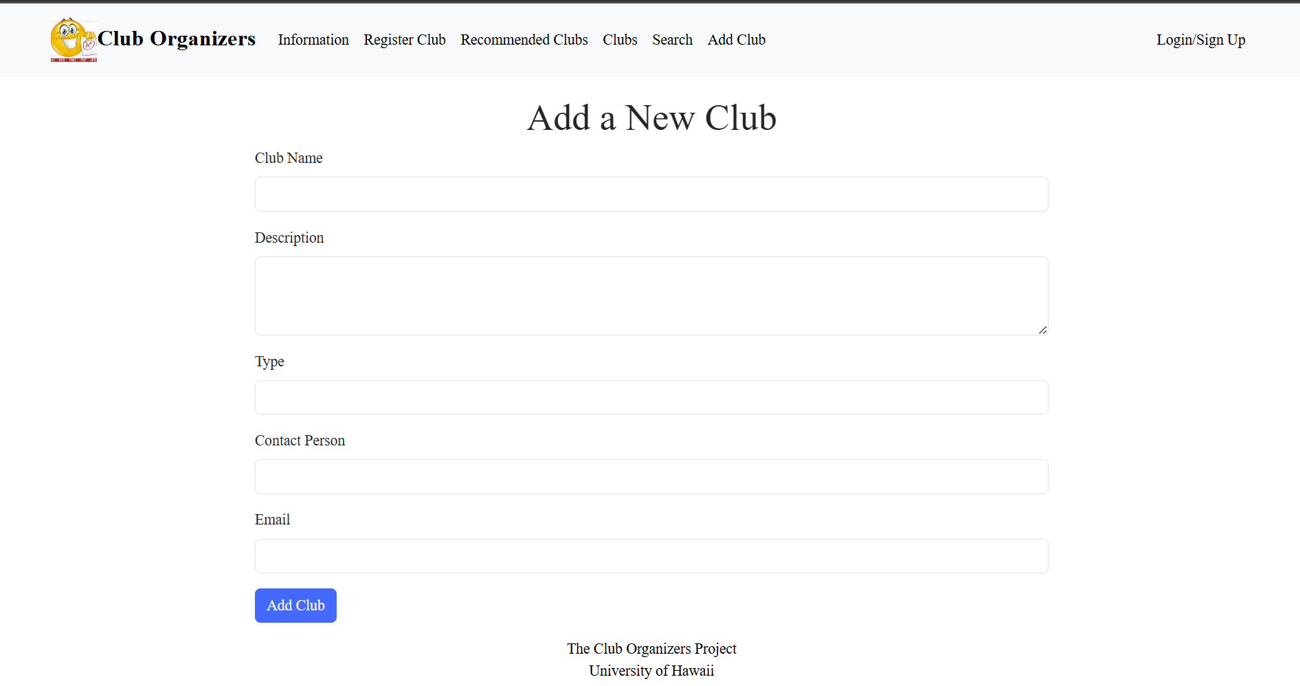 Club Organizers | A webpage about the Club Organizers project